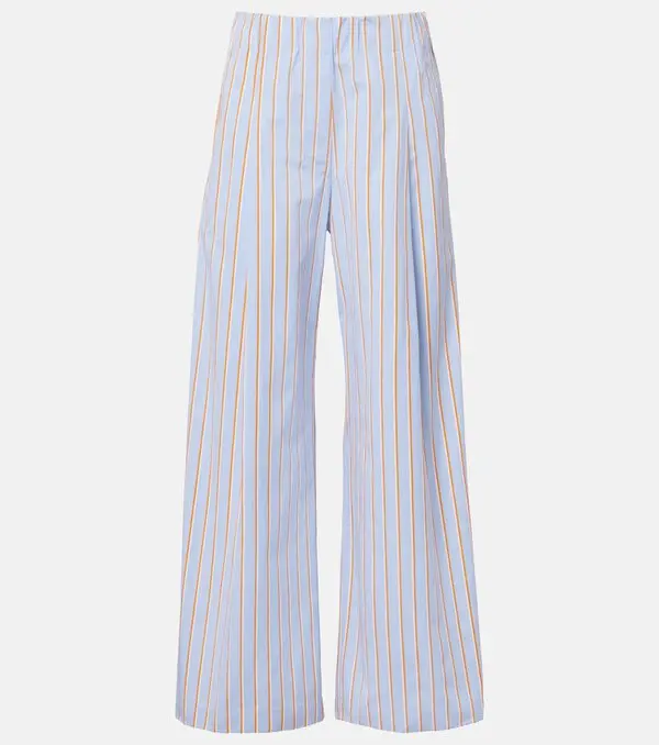 Dries Van Noten Striped Cotton Wide-leg Pants - Blue