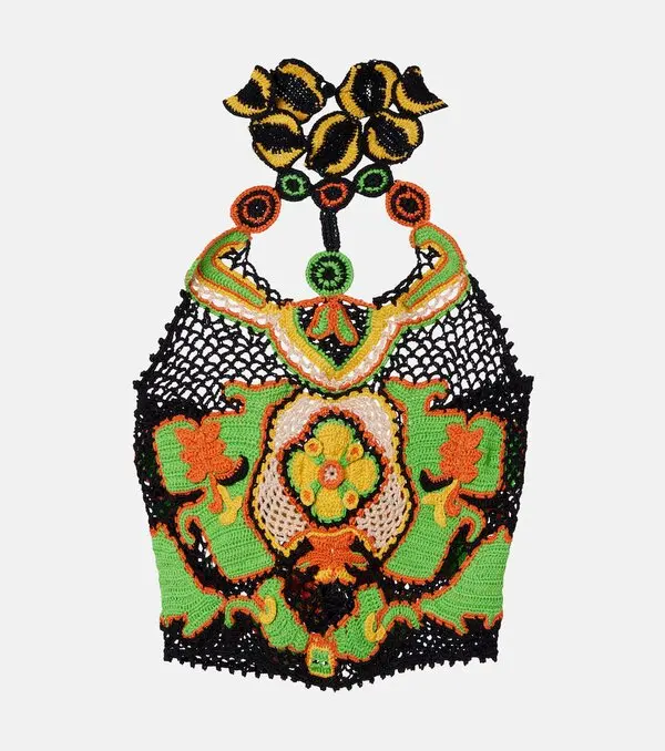 Etro Floral Crochet Crop Top - Multicoloured