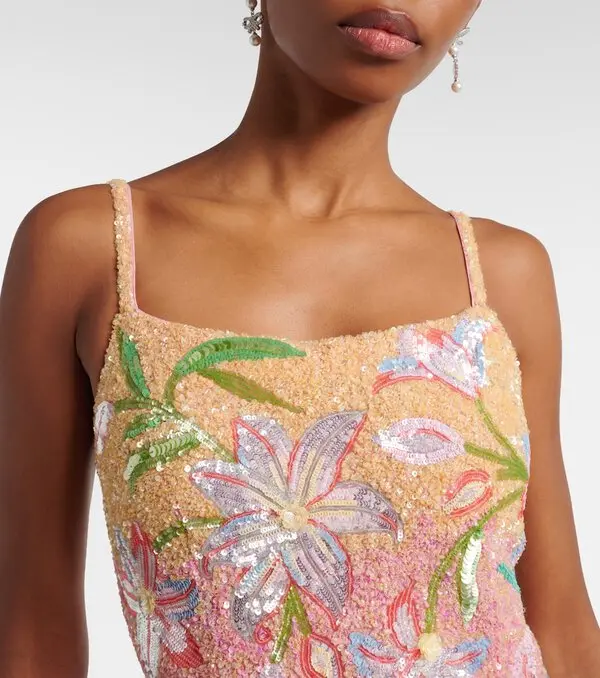 LA FUORI Floral Sequined Gown