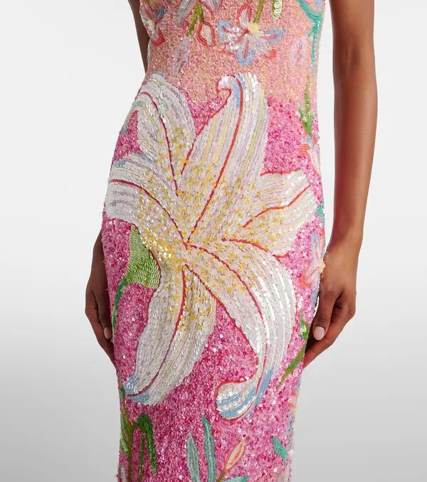 LA FUORI Floral Sequined Gown