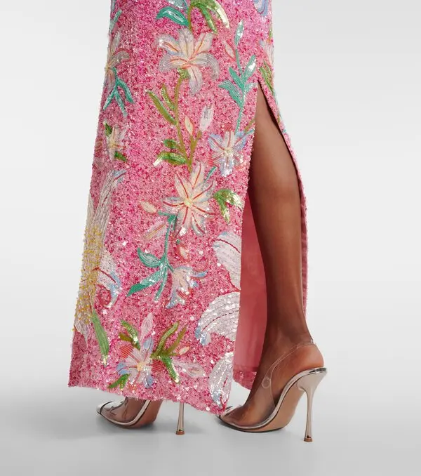 LA FUORI Floral Sequined Gown