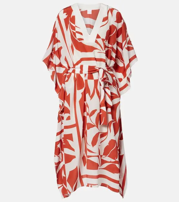 Max Mara Lancia Floral Silk Beach Dress - Orange