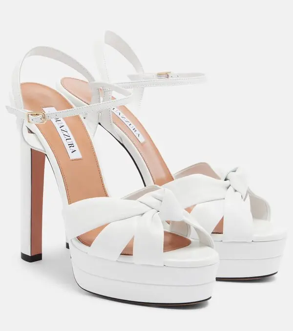 AQUAZZURA Nina Leather Platform Sandals - White