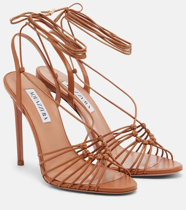 AQUAZZURA Ritmo Leather Sandals - Brown