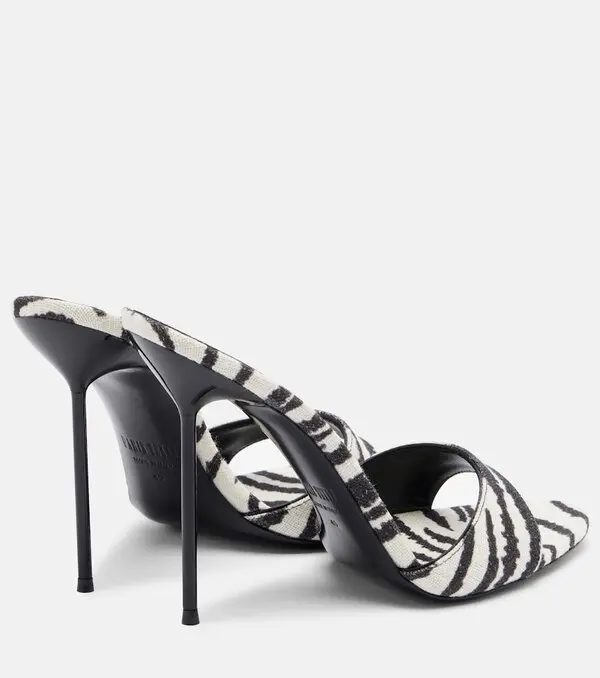 Paris Texas Lidia Zebra-print Canvas Mules - White