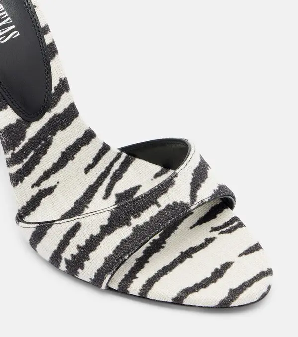 Paris Texas Lidia Zebra-print Canvas Mules - White