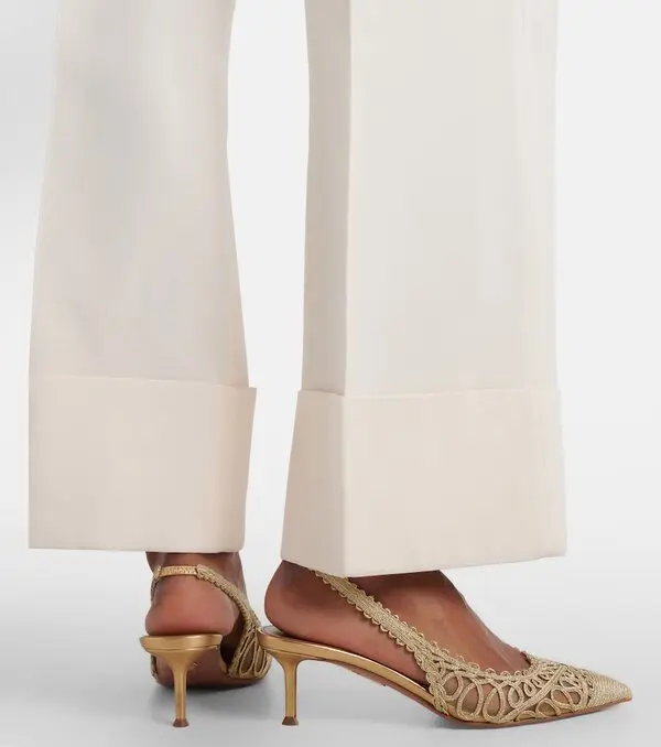 AQUAZZURA Kahlo Raffia Slingback Pumps - Gold