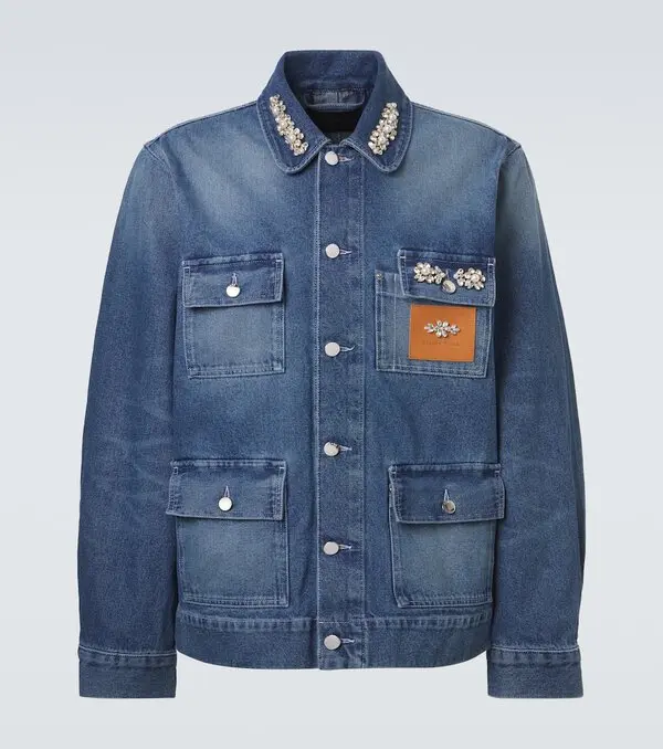 Simone Rocha Embellished Denim Jacket - Blue
