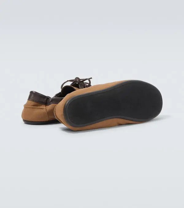 Prada Shuffle Leather-trimmed Canvas Boat Shoes - Brown