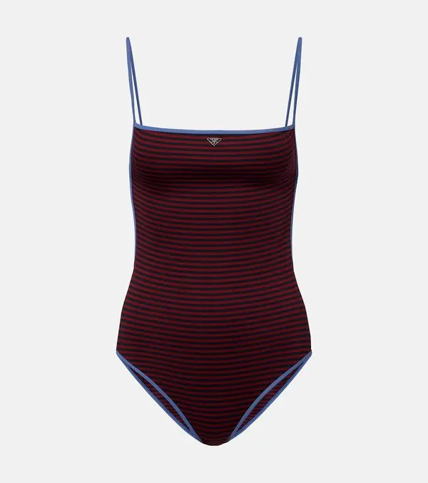 Prada Striped Swimsuit - Burgundy