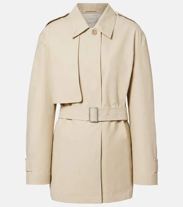 Vince Cotton-blend Cropped Trench Coat - Beige