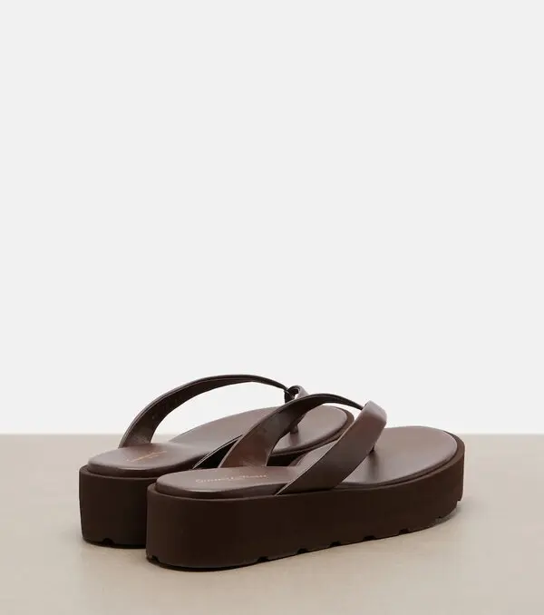 GIANVITO ROSSI Leather Platform Thong Sandals - Brown