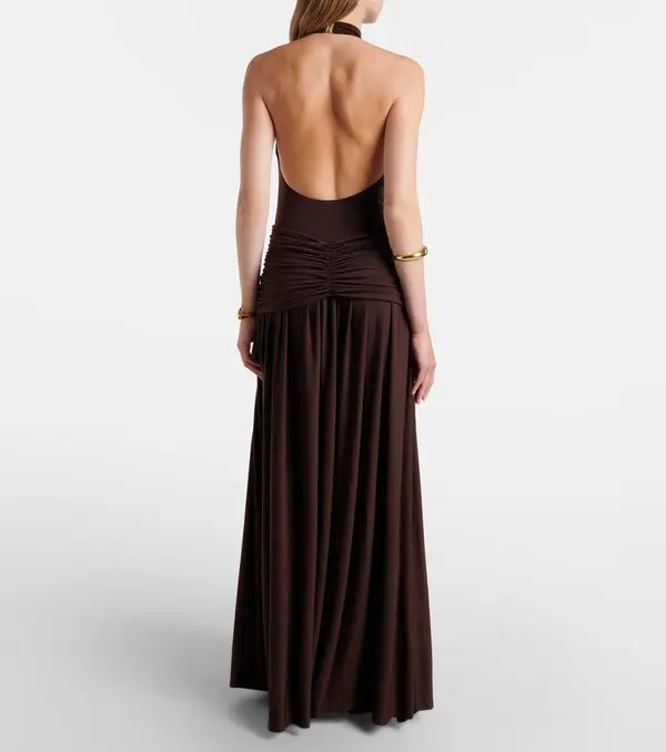 BANANHOT Zoya Halterneck Maxi Dress - Brown