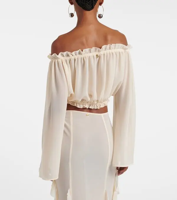 BANANHOT Ora Ruffled Off-shoulder Crop Top