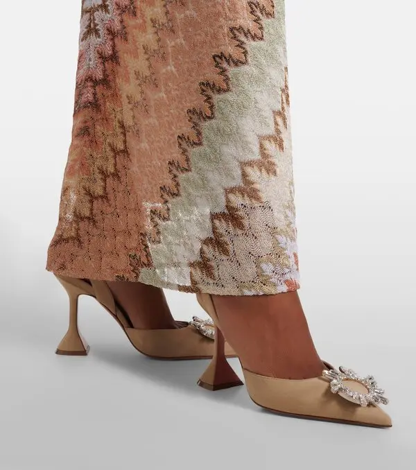 Amina Muaddi Begum Embellished Suede Slingback Pumps
