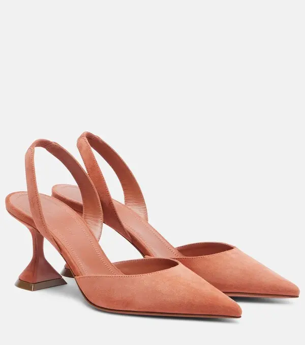 Amina Muaddi Holli Suede Slingback Pumps