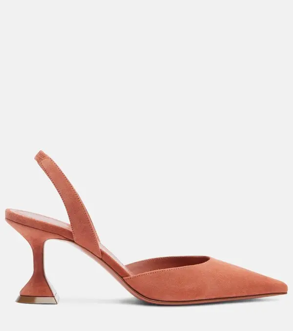 Amina Muaddi Holli Suede Slingback Pumps