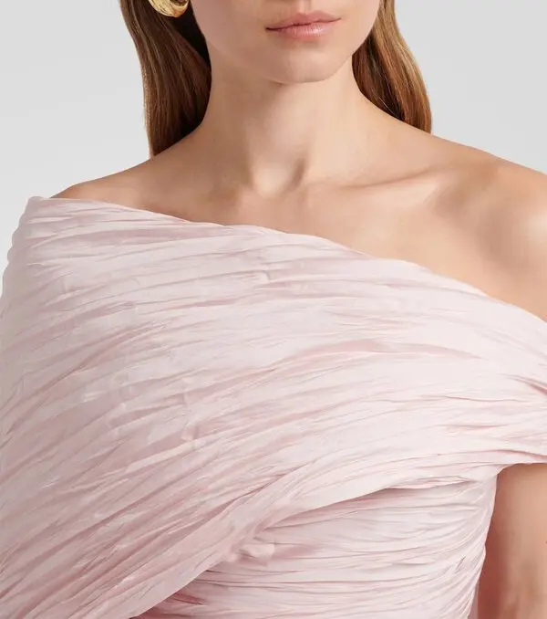 MARMAR HALIM Pleated Taffeta Gown And Cape Set - Pink