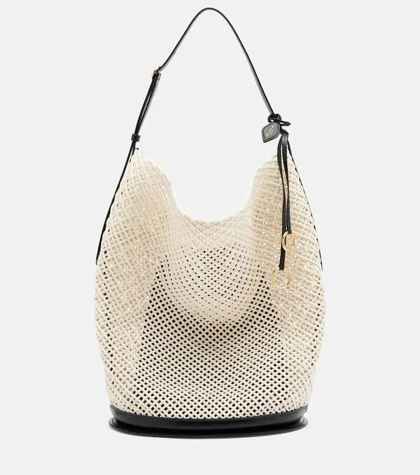 Alaïa Hip Large Leather-trimmed Bucket Bag - Beige