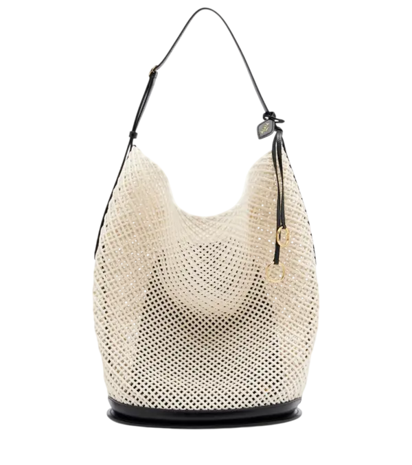 Alaïa Large Leather-trimmed Bucket Bag - Beige