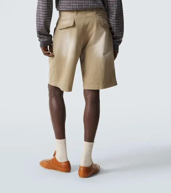 ERL Pleated Cotton Twill Bermuda Shorts