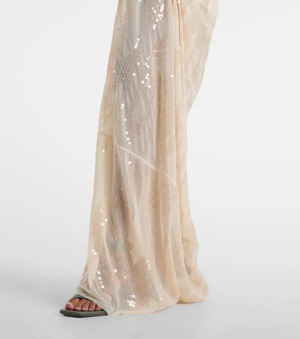 Rick Owens Lilies Gathered Sequined Tulle Gown