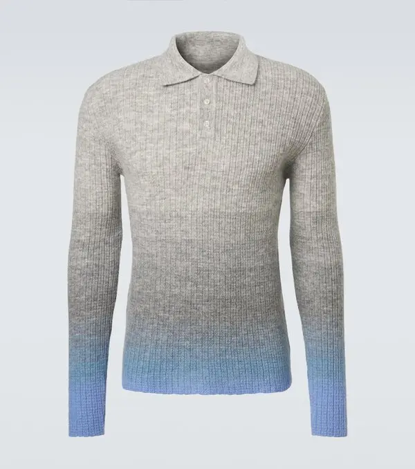 ERL Gradient Mohair-blend Polo Sweater - Grey