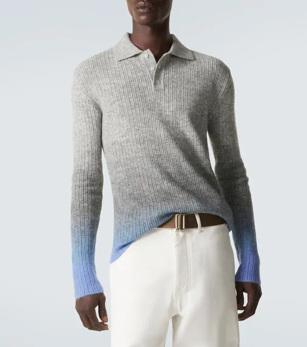 ERL Gradient Mohair-blend Polo Sweater - Grey