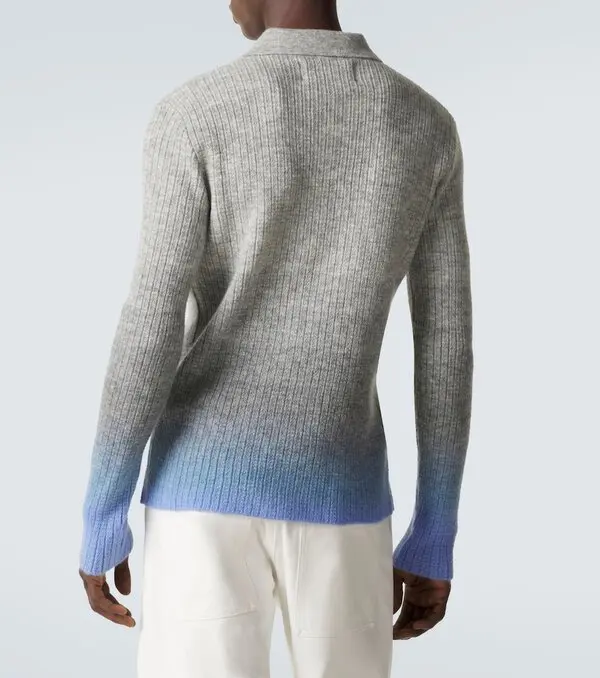 ERL Gradient Mohair-blend Polo Sweater - Grey