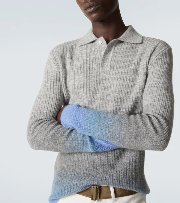 ERL Gradient Mohair-blend Polo Sweater - Grey