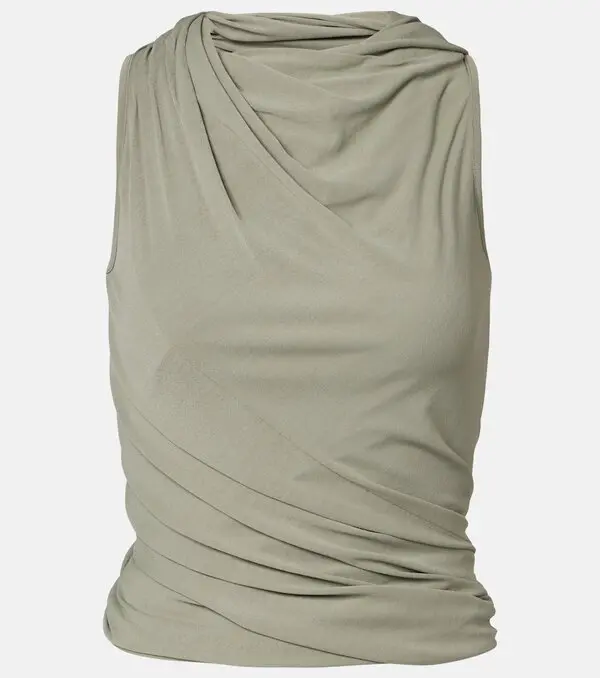 Rick Owens Lilies Luna Draped Jersey Top - Green