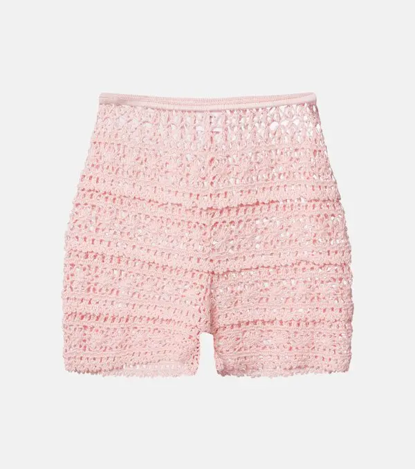 Anna Kosturova Deauville Crochet Cotton Shorts - Pink