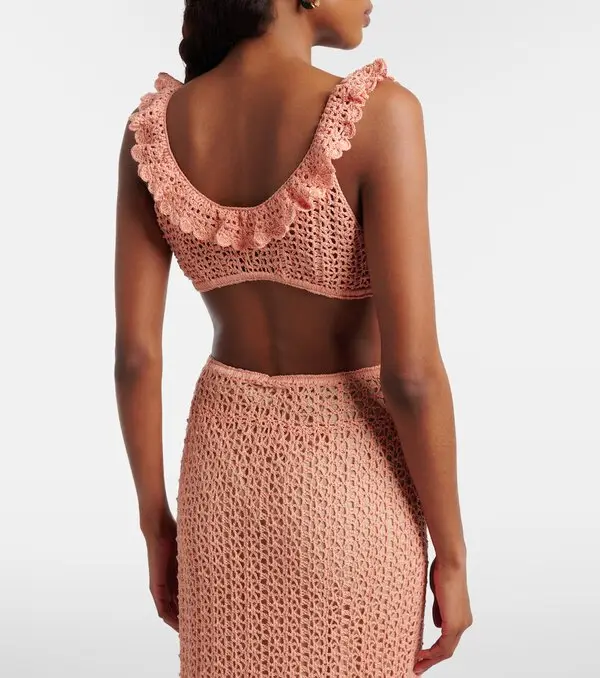 Anna Kosturova Crochet Bra Top - Pink