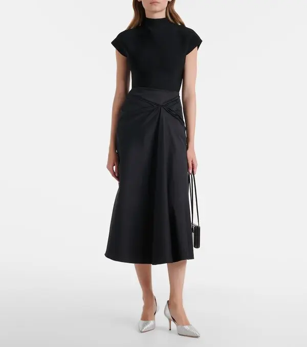 Manolo Blahnik Taylerbinu Leather-trimmed Woven Pumps