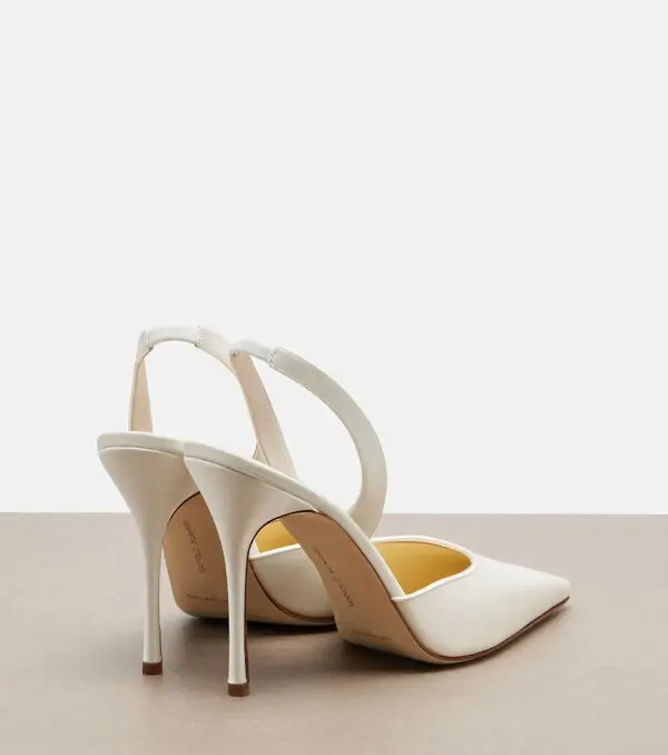 Manolo Blahnik Borelapla Satin Slingback Pumps - White