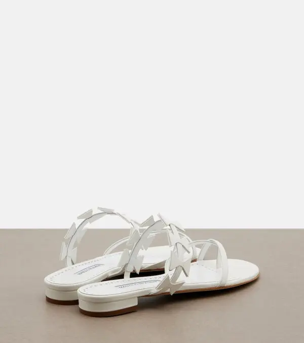 Manolo Blahnik Maura Leather Thong Sandals - White