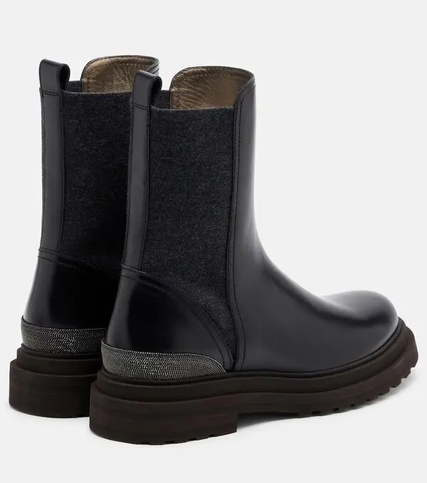 Brunello Cucinelli Monili Leather Chelsea Boots