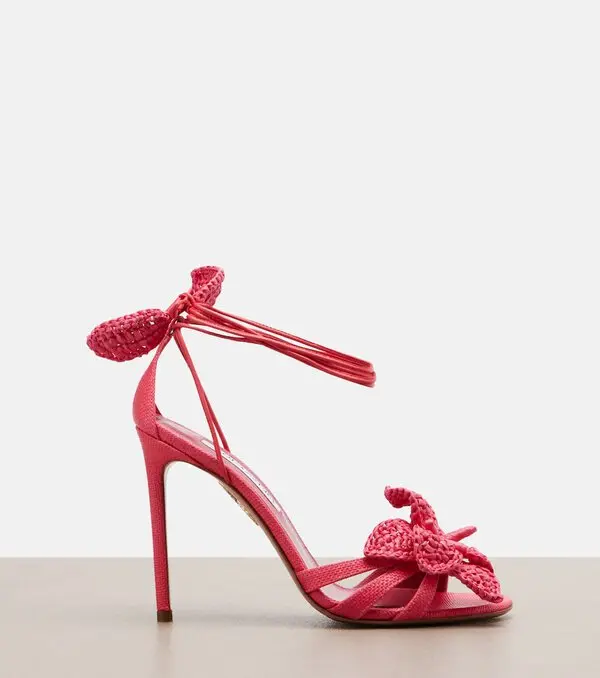 AQUAZZURA Calypso Raffia Sandals - Pink