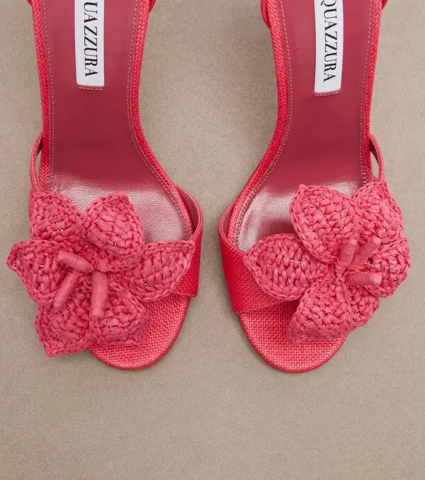 AQUAZZURA Calypso Raffia Sandals - Pink