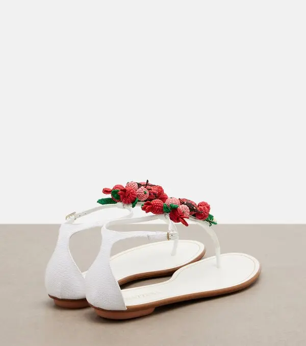 AQUAZZURA Botanica Raffia Thong Sandals