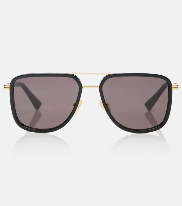 Bottega Veneta Metal Combi Aviator Sunglasses - Black