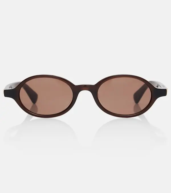 Bottega Veneta Slim Ribbon Oval Sunglasses - Brown