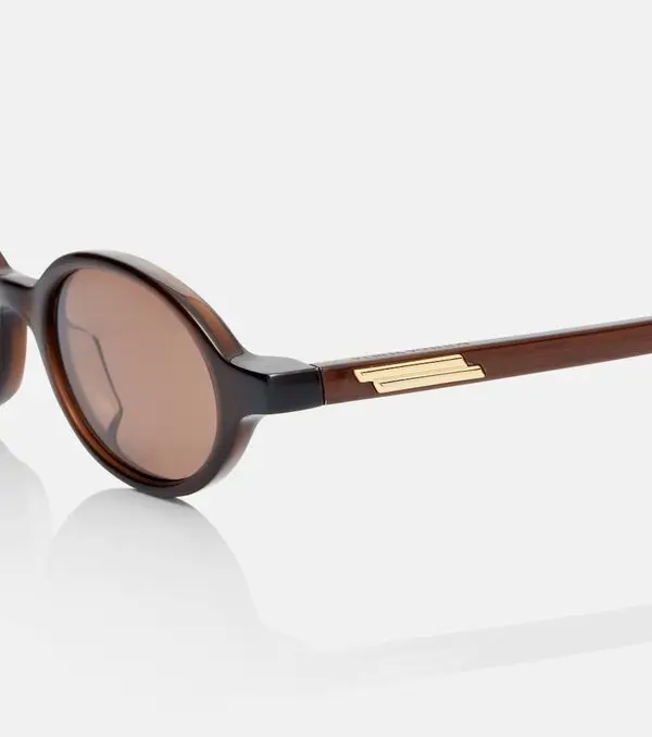 Bottega Veneta Slim Ribbon Oval Sunglasses - Brown