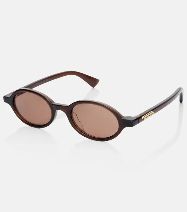 Bottega Veneta Slim Ribbon Oval Sunglasses - Brown