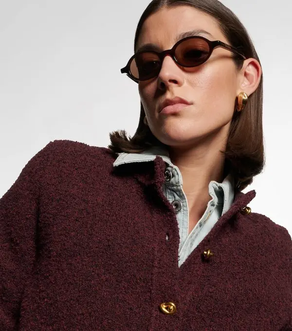 Bottega Veneta Slim Ribbon Oval Sunglasses - Brown