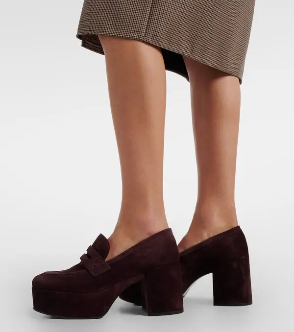 GIANVITO ROSSI Jenna Suede Platform Loafers - Brown