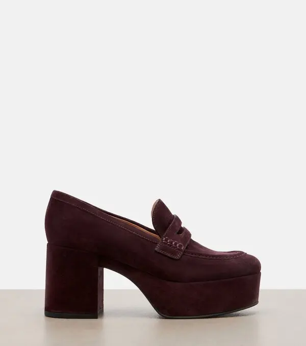 GIANVITO ROSSI Jenna Suede Platform Loafers - Brown