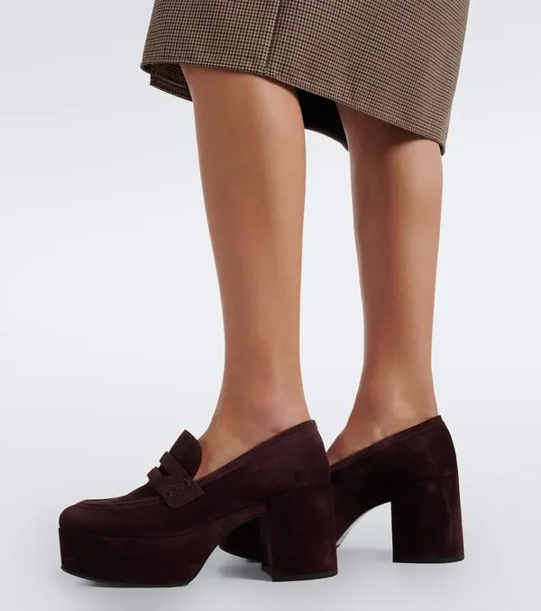 GIANVITO ROSSI Jenna Suede Platform Loafers - Brown