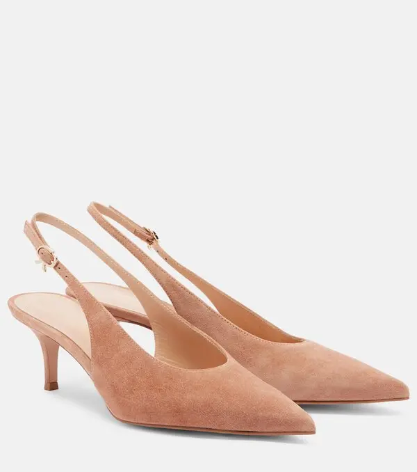 GIANVITO ROSSI Robbie Suede Slingback Pumps - Pink