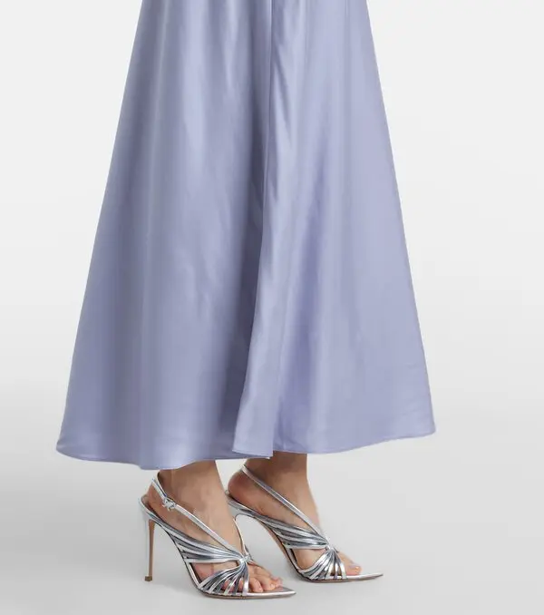 Rixo Lysandra Lace-trimmed Satin Maxi Dress - Blue